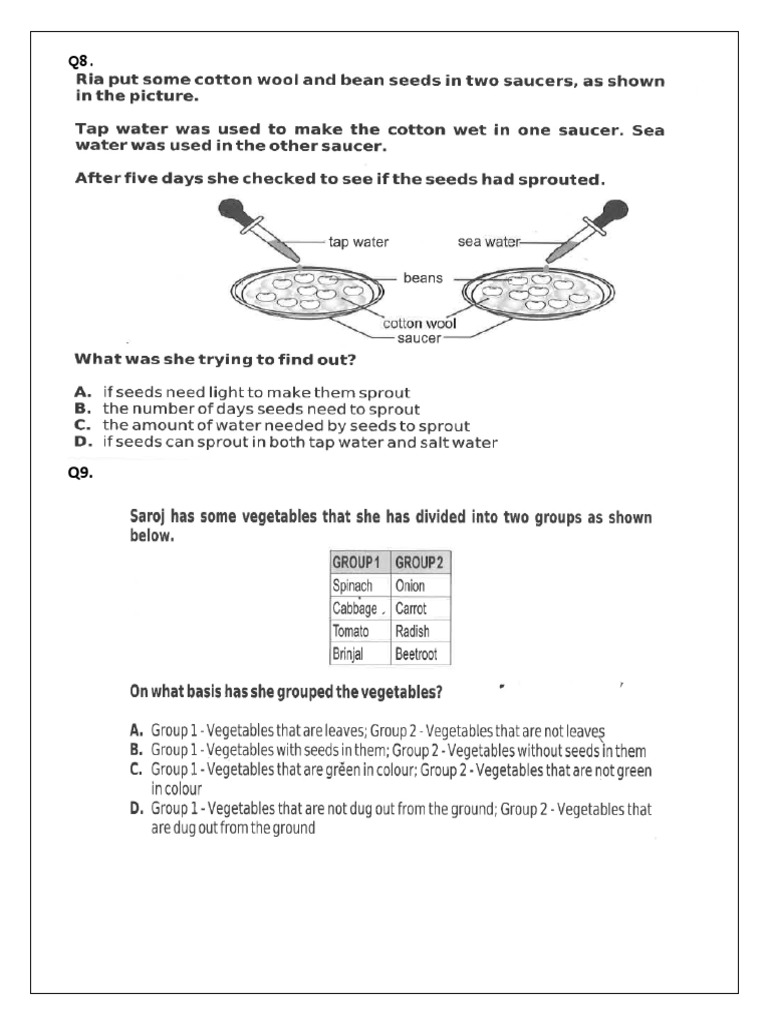 Science - ASSET Worksheet Life Science - 4 | PDF