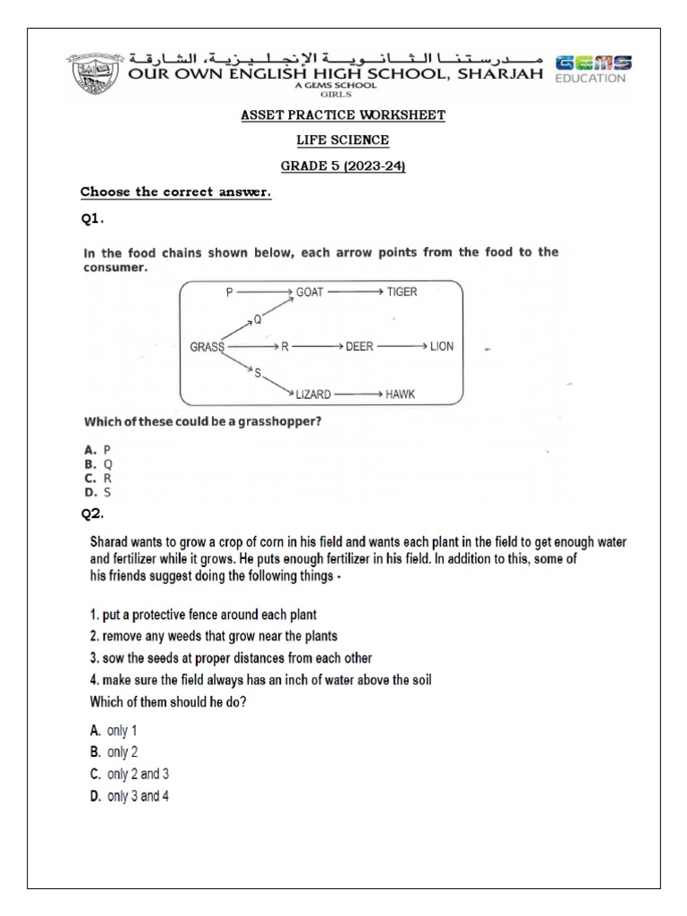 Grade 5 Life Science Quiz 2023 | PDF
