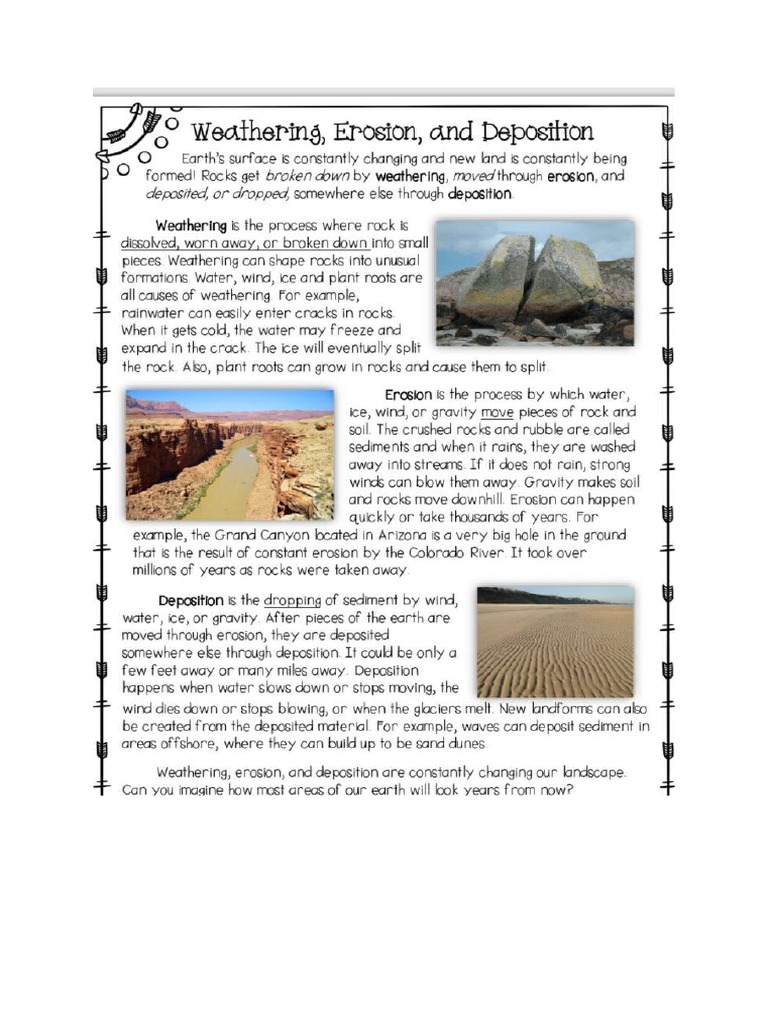 Weathering, Erosion Worksheet | PDF