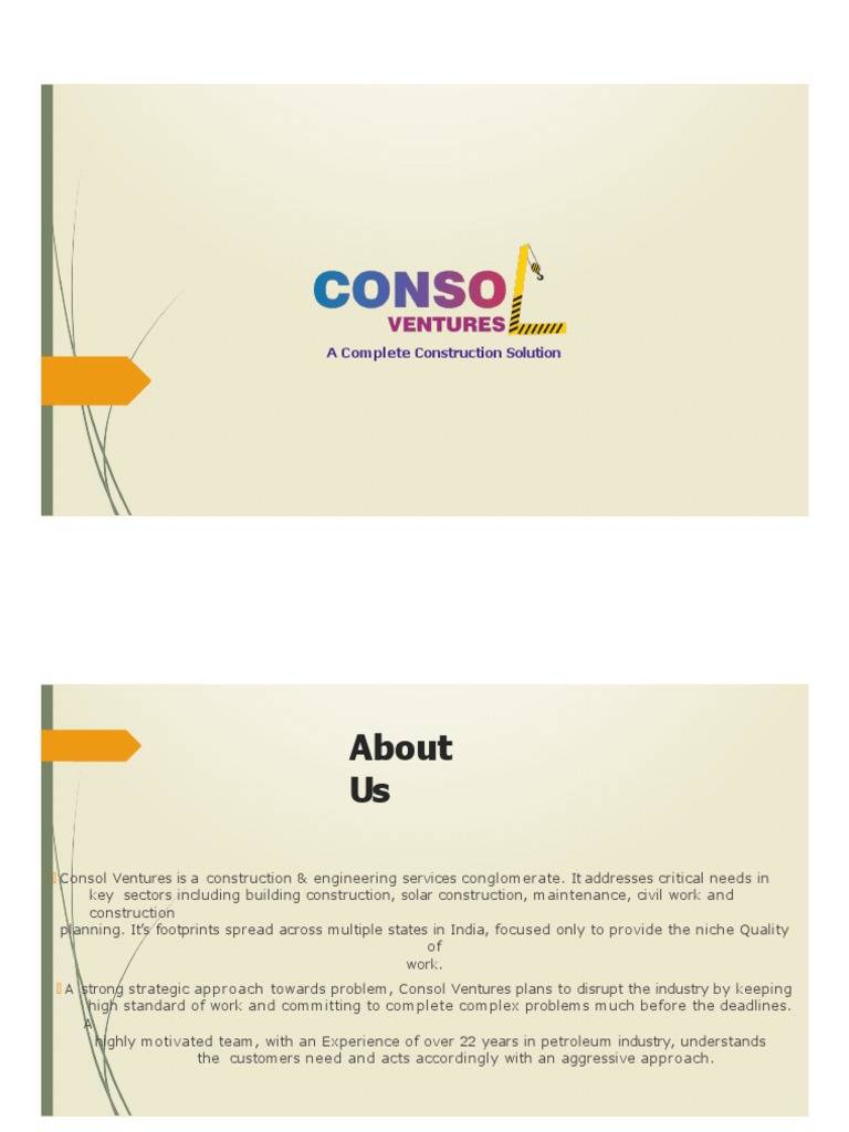 Consol Ventures: Construction Solutions | PDF