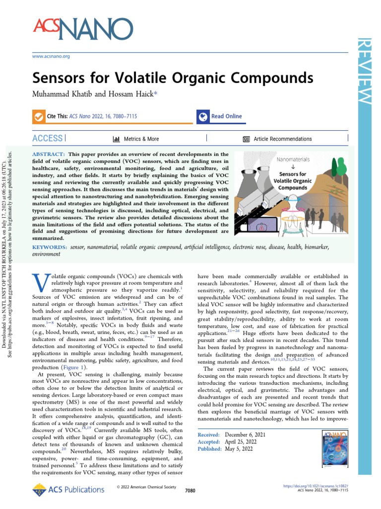 Nano Sensors For Voc | PDF | Sensor | Fluorescence