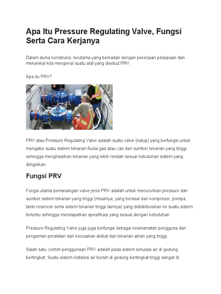 Apa Itu Pressure Regulating Valve | PDF