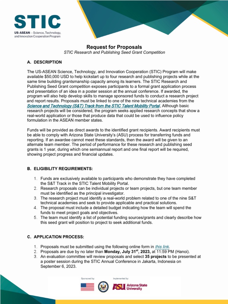 STIC Research Grants RFP | PDF