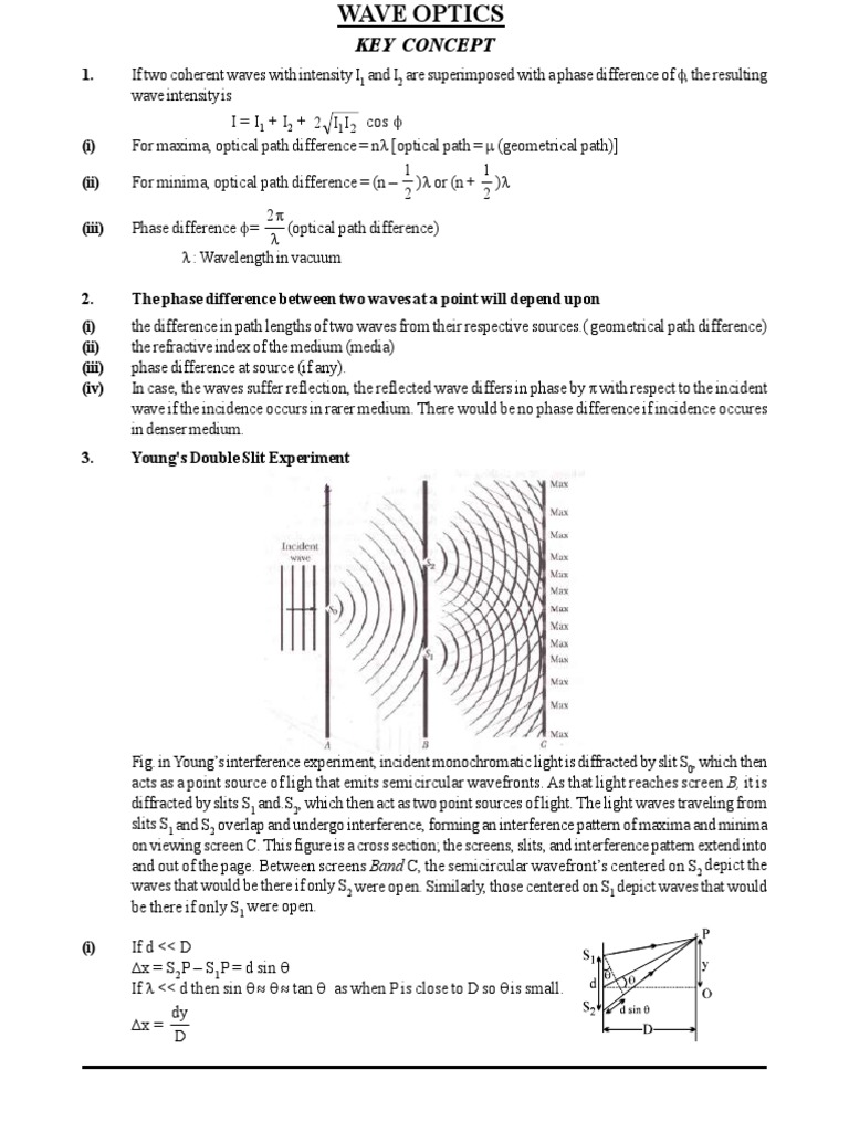 Wave Optics | PDF | Diffraction | Wavelength