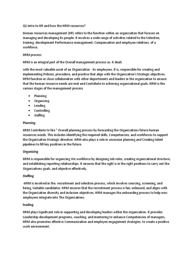 HRM by Garry Dessler Chapter 1 Summery | PDF | Human Resource ...