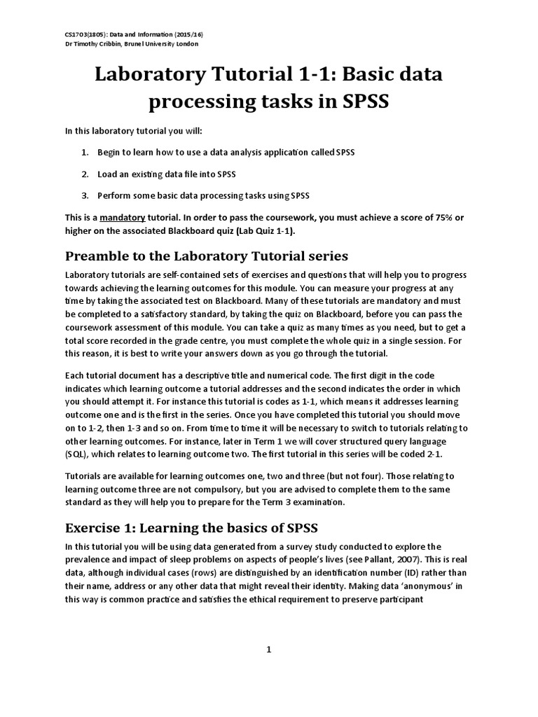 Lab1-1 - Basic Data Processing | PDF | Spss | Spreadsheet