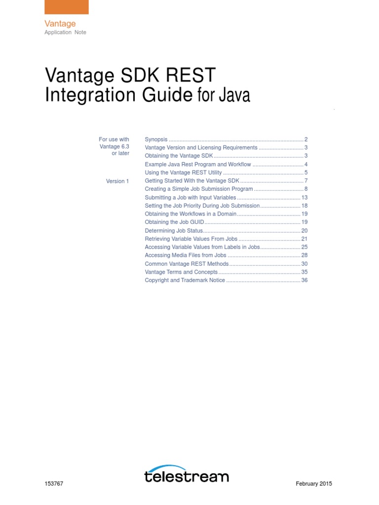 Vantage App Note SDK Rest Int Guide V1.0 | PDF | Representational State Transfer | Java ...