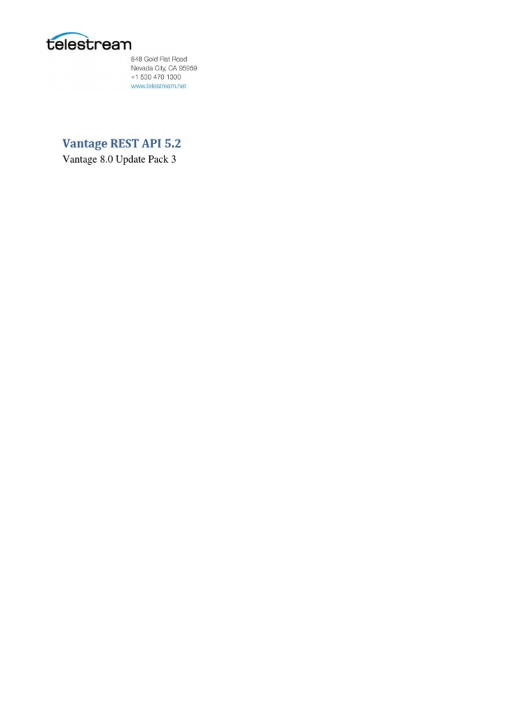 VantageRestApi 8 UP3 | PDF | Business | Technology & Engineering