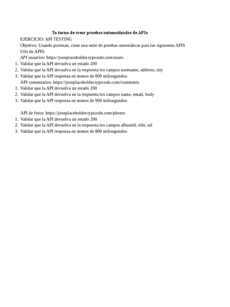 Crear Pruebas Automatizadas de APIs | PDF