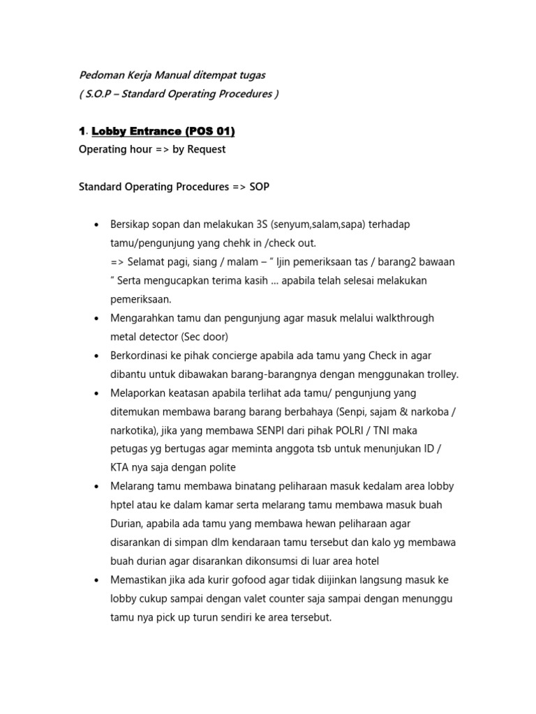 Sop Post Security | PDF