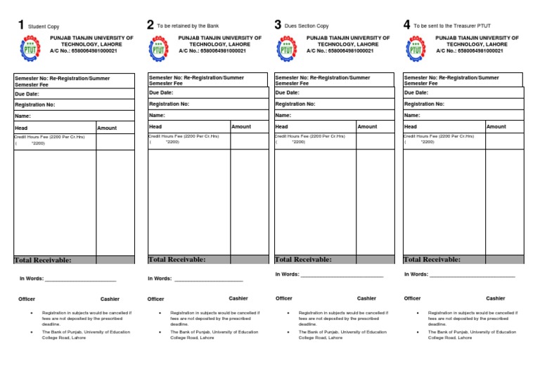 Summer Semester Fee Challan | PDF | Course Credit | Fee