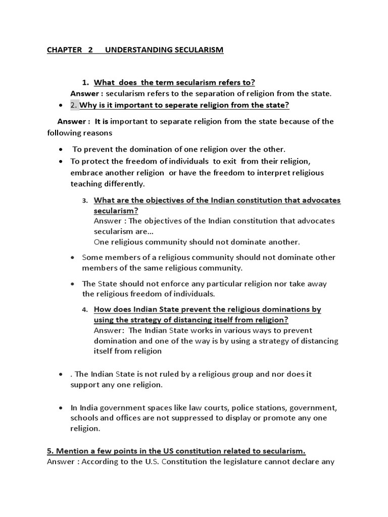 Politics Lesson 2 Understanding Secularism | PDF