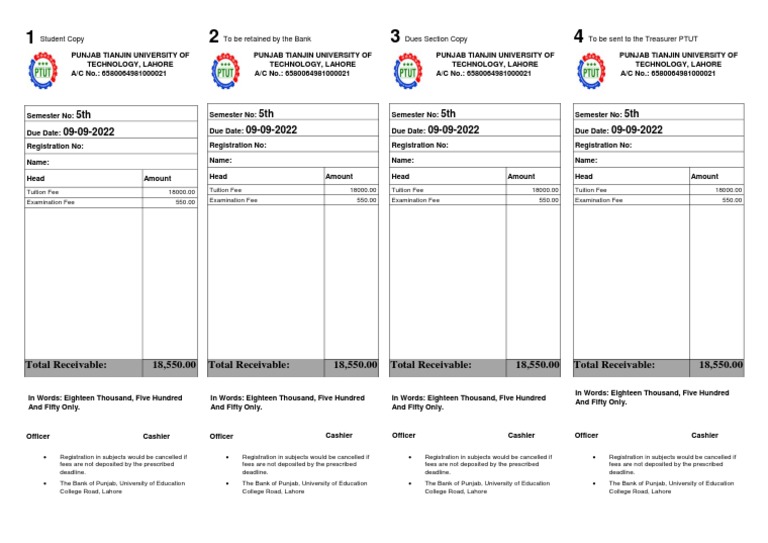 5th Semester Fee Challan 1 | PDF | Economies | Banking