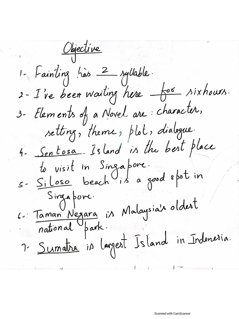 Grade 7, English Objective | PDF