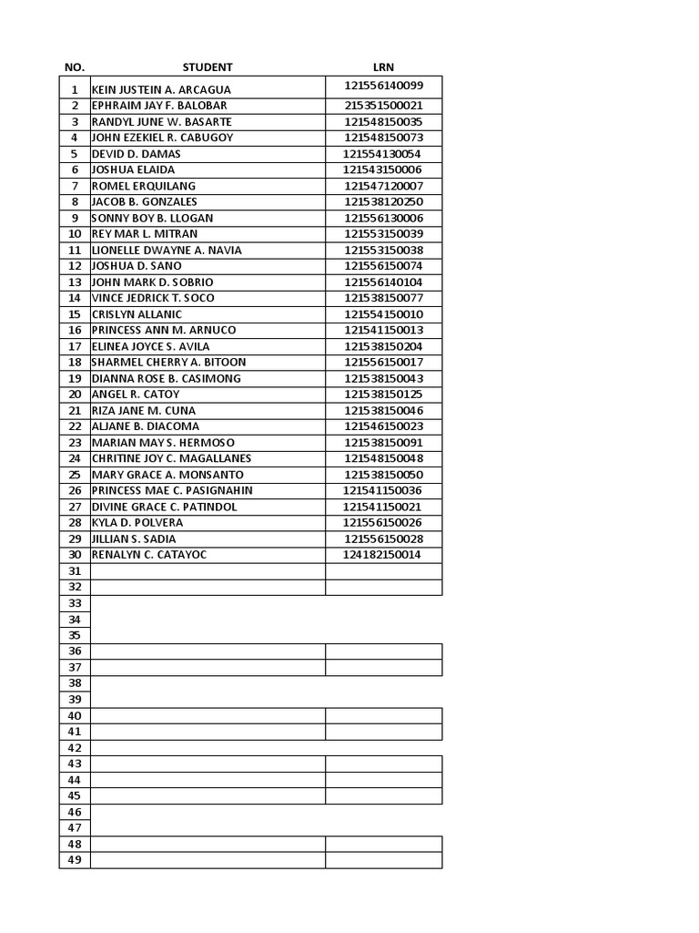 Student Contact List Kananga Leyte | PDF