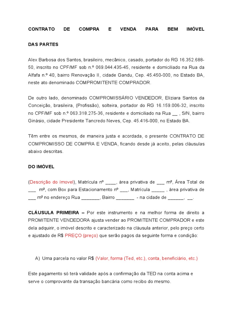 Modelo Básico de CCV para Imóveis | PDF | Impostos | Direito Civil ...