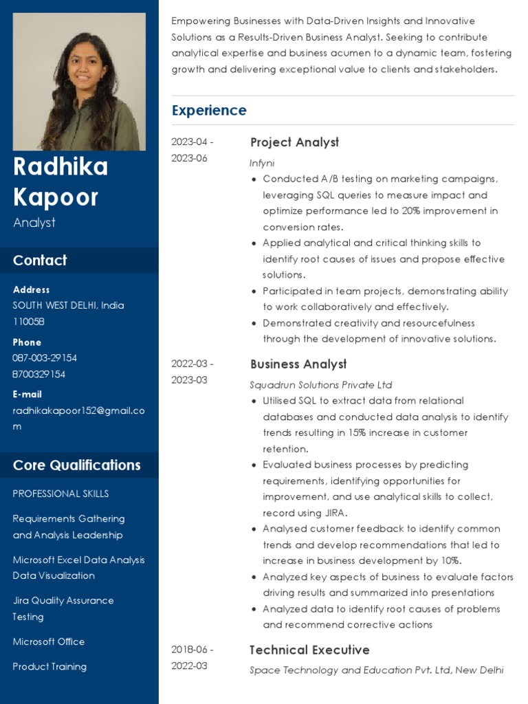 Business Analyst Resume | PDF | Intelligence Analysis | Data Analysis