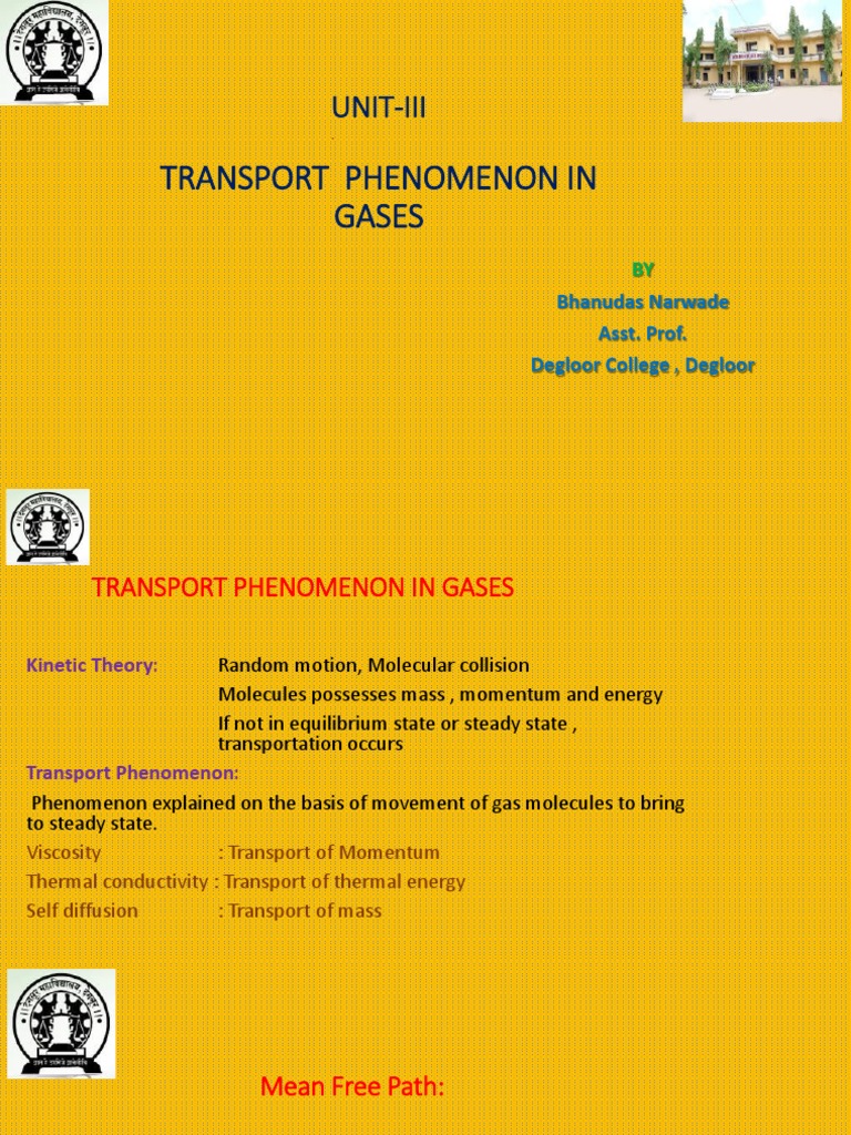 Transport Phenomenon | PDF | Gases | Transport Phenomena