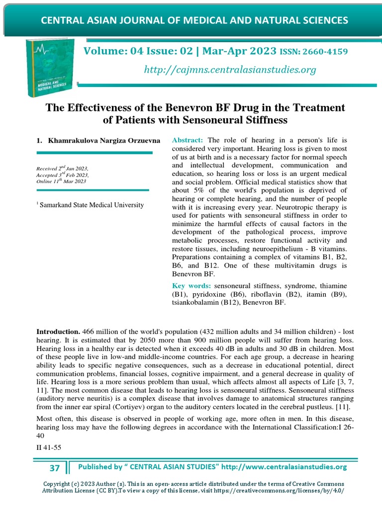 The Effectiveness of The Benevron BF Drug in The Treatment of Patients ...
