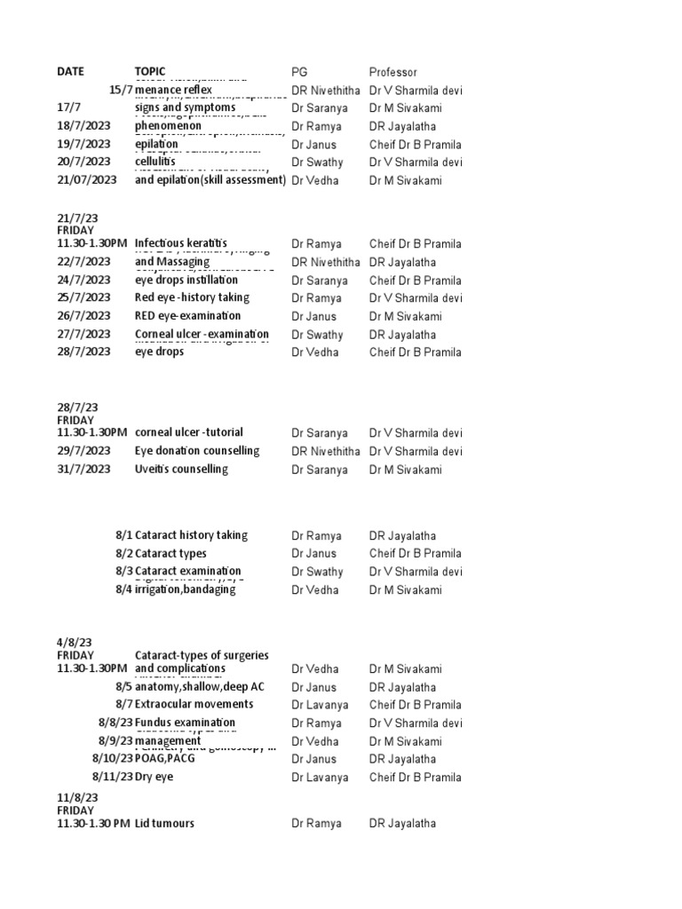 Megalocornea and Eye Examination Schedule | PDF | Cornea | Eye
