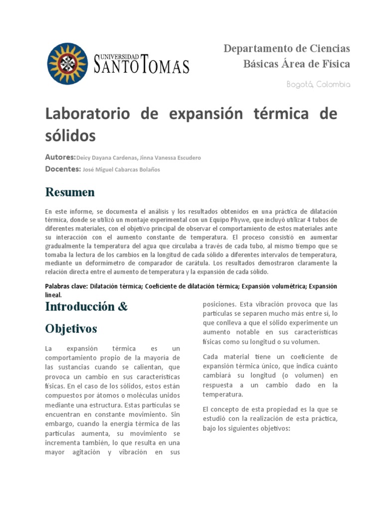 Análisis de Dilatación Térmica en Sólidos | PDF | Expansión térmica | Gases