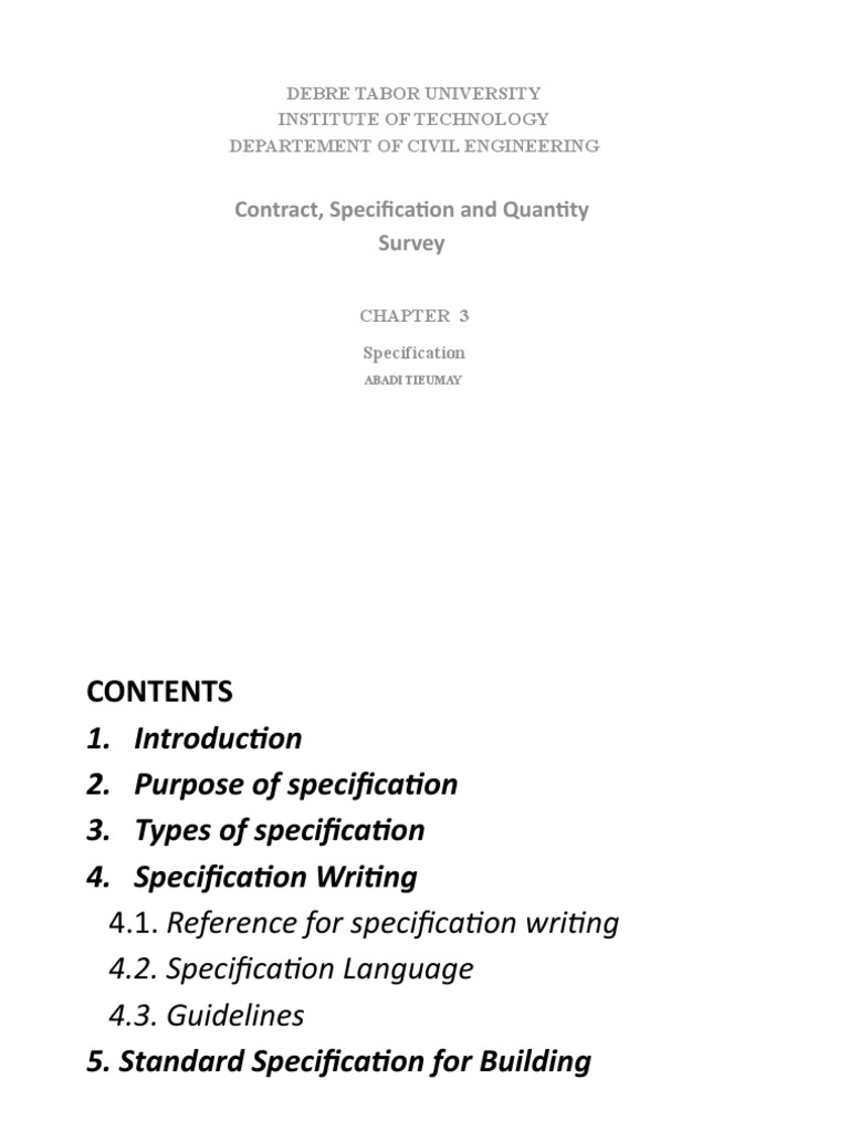 Chapter Three | PDF | Specification (Technical Standard) | Quantity