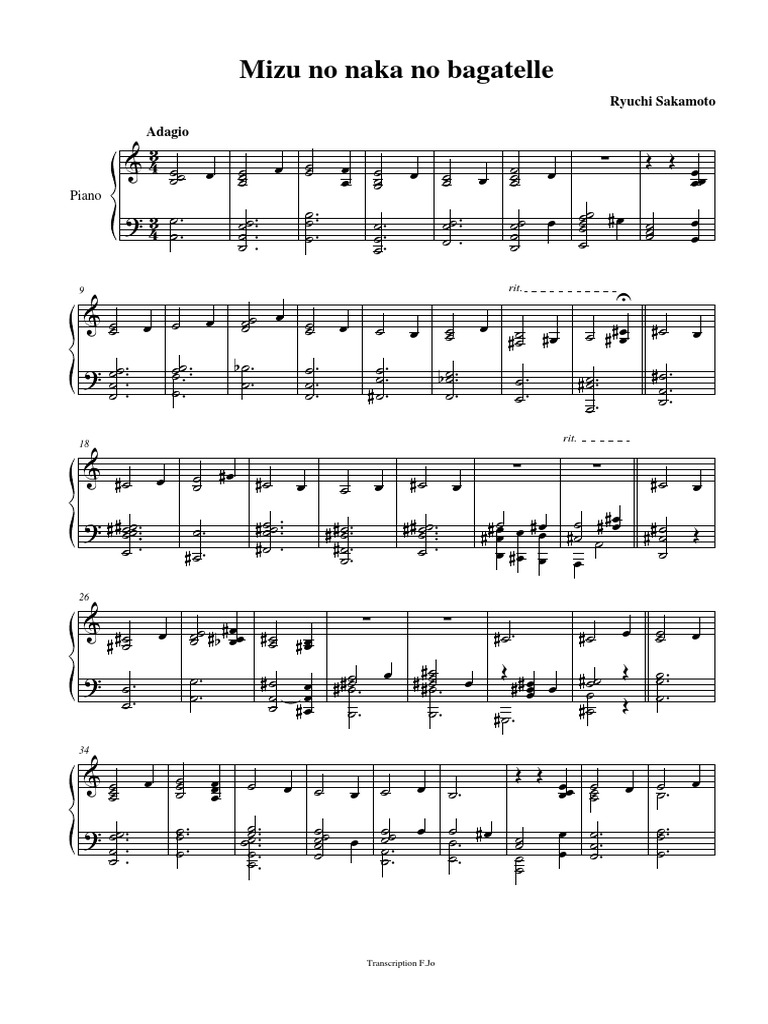 Ryuchi Sakamoto Mizu No Naka No Bagatelle Pdf