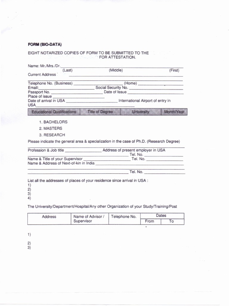 Notarized Bio-Data Form Submission | PDF | Government | Justice