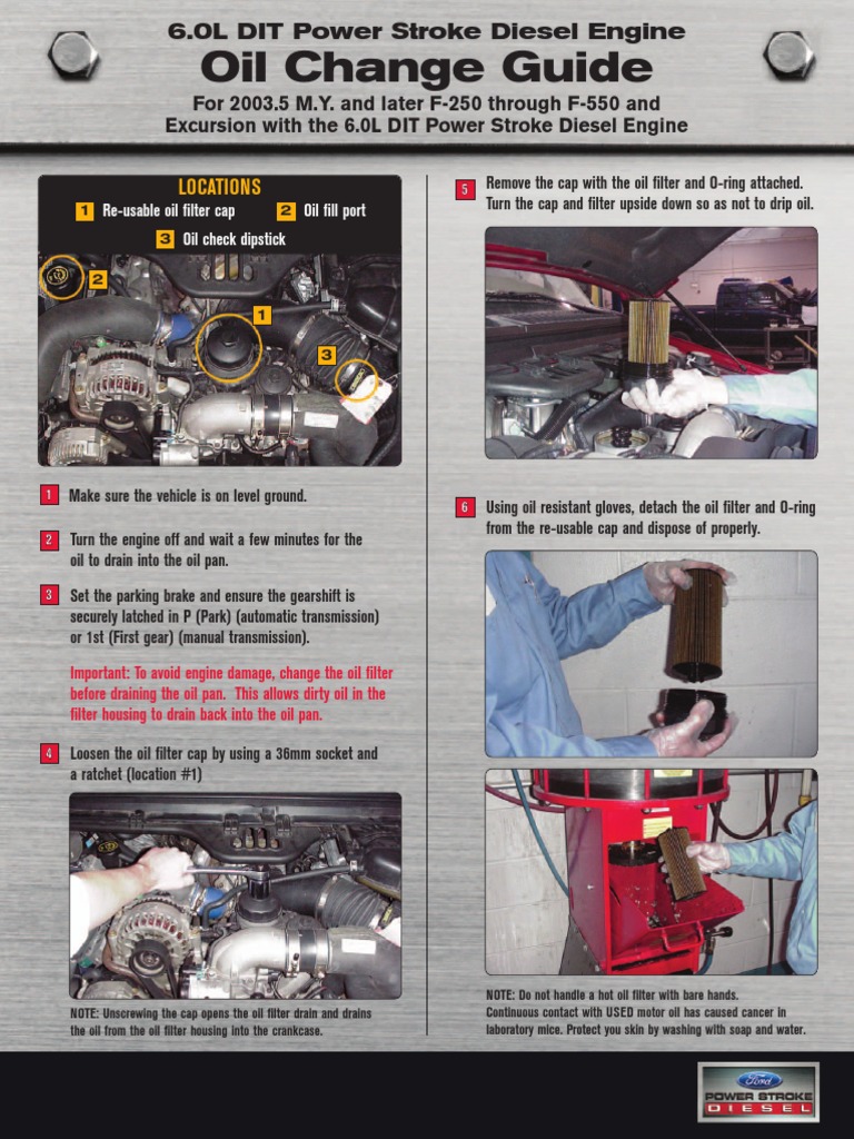 Motorcraft 6 0L Diesel Oil Chage Reference Sheet | PDF | Manufactured Goods | Mechanical Engineering