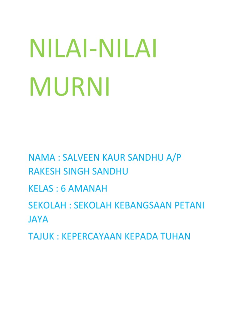 Buku Skrap Bertajuk Nilai-Nilai Murni 2018 | PDF