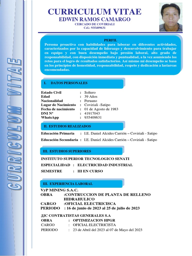 Curriculum EDWIN RAMOS CAMARGO 2 (1) .PDF 44444 | PDF | Economias | Business