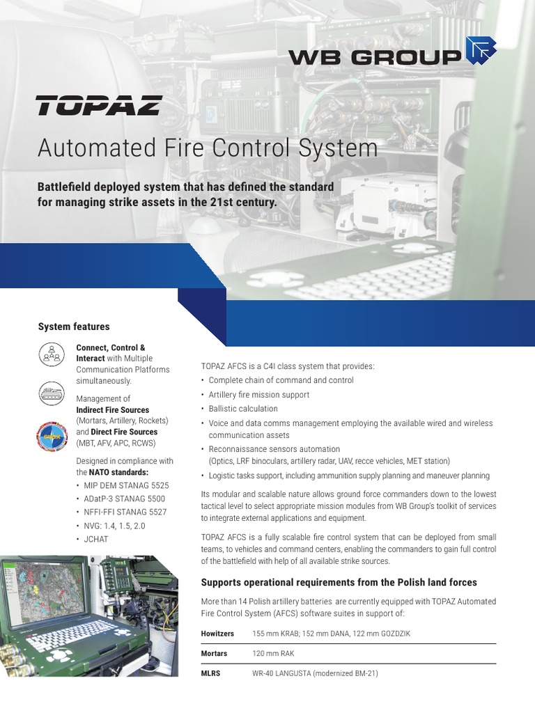 TOPAZ Automated Fire Control System | PDF | Artillery | Artillery Battery