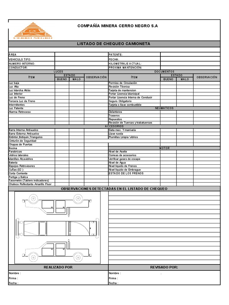 Check List Camioneta | PDF | Vehículo de motor | Vehículos