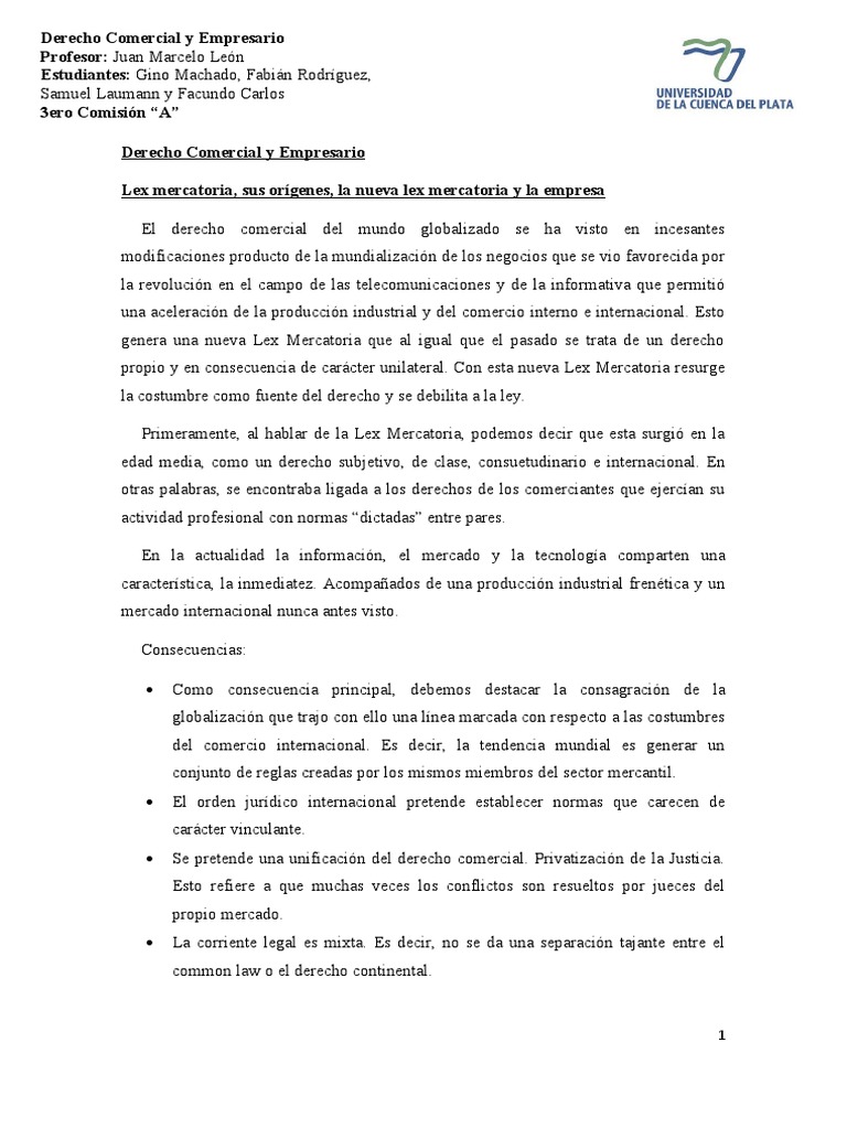 Lex mercatoria, sus orígenes, la nueva lex mercatoria y la empresa ... Lex mercatoria, sus orígenes, la nueva lex mercatoria y la empresa ...