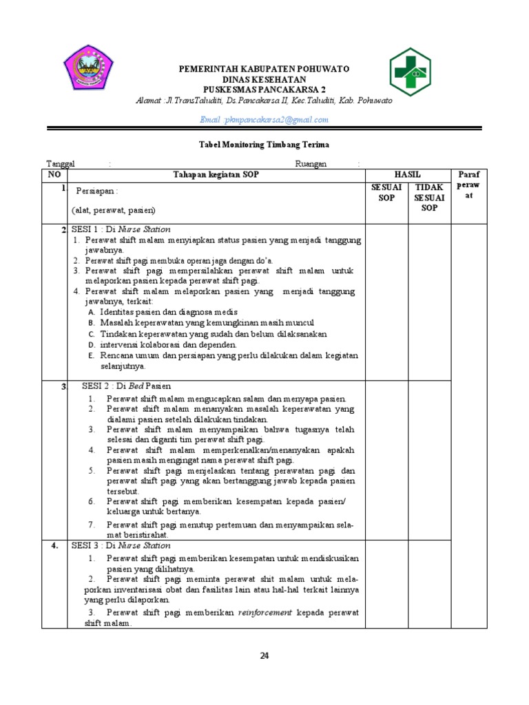 Tabel Monitoring Perawatan Pasien | PDF
