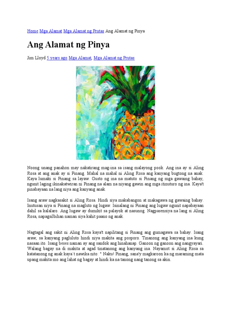 Home Mga Alamat Mga Alamat NG Prutas Ang Alamat NG Pinya | PDF
