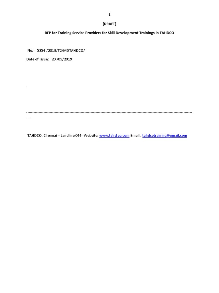 Tahdco RFP Skill Training 2019 20 | PDF | Request For Proposal | Social ...