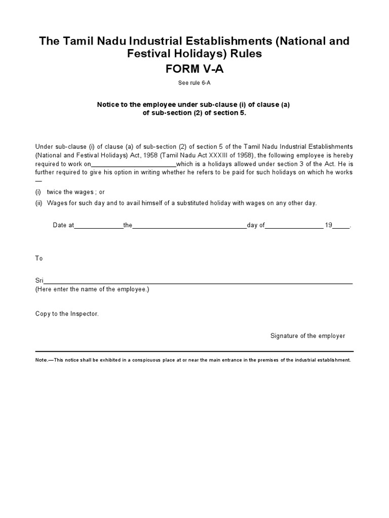 The Tamil Nadu Industrial Establishments (National and Festival ...