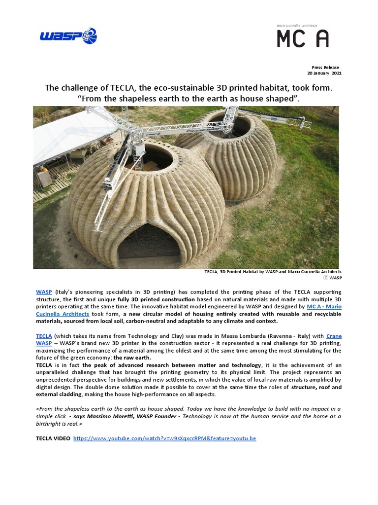 Tecla WASP-ENG - 19012020 | PDF | 3 D Printing | Engineering