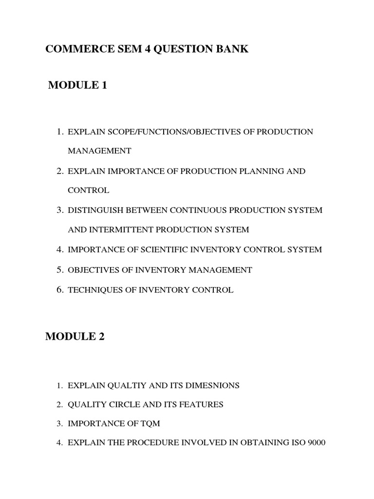 Commerce Sem 4 Question Bank | PDF