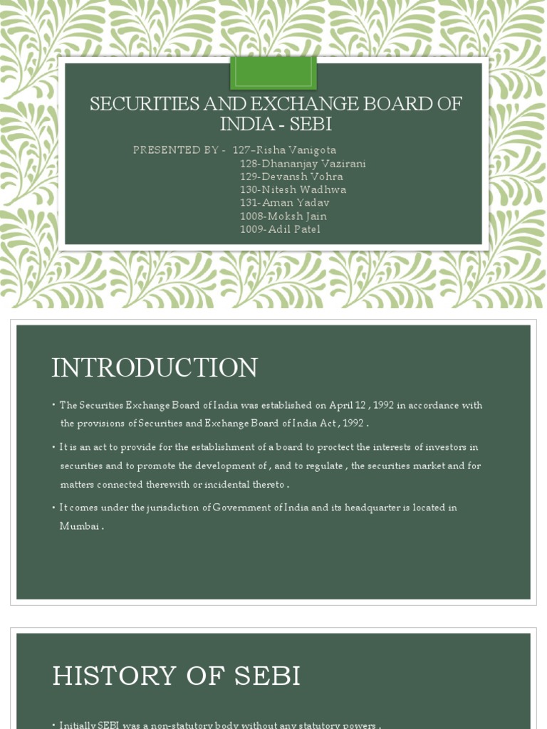 Securities and Exchange Board of India - Sebi | PDF | Securities ...