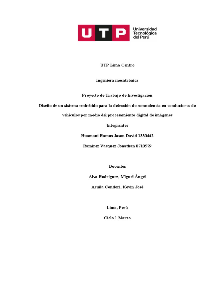 Proyecto de Investigacion Utp | PDF | Visión por computador | Accidente de tráfico