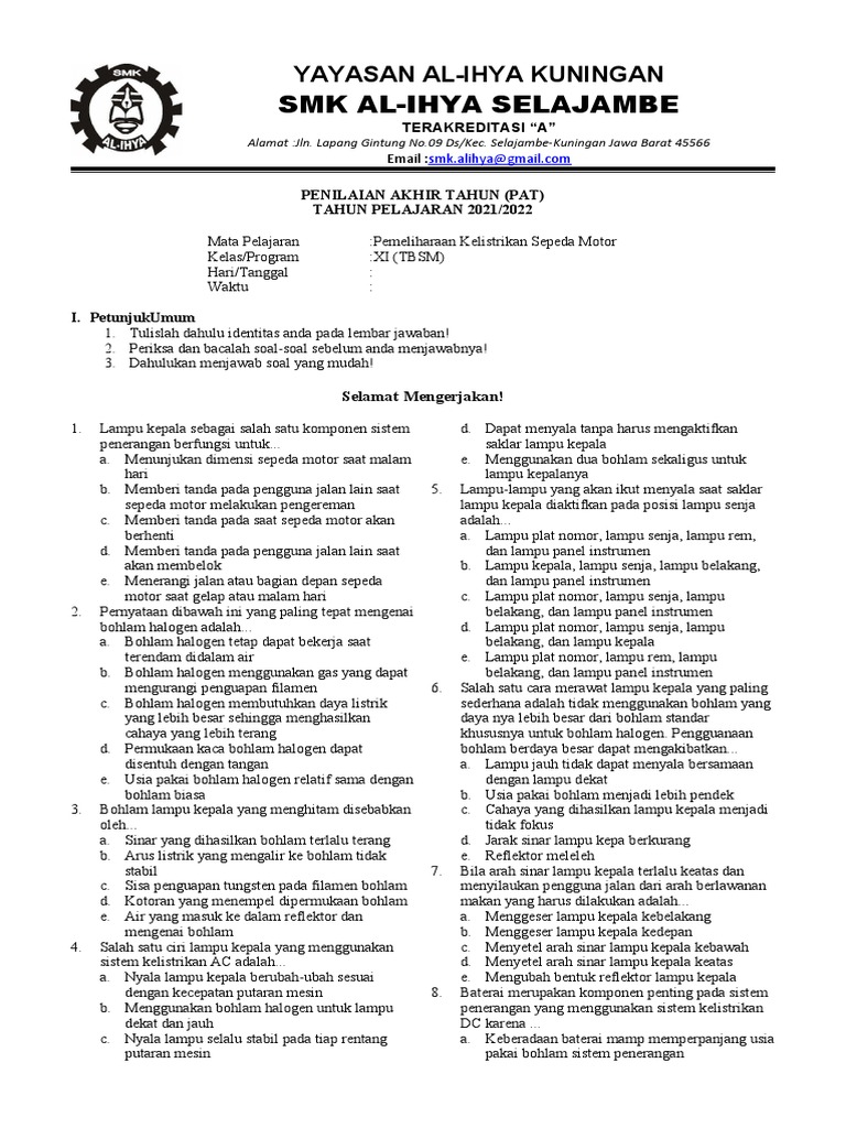 Kelistrikan Xi TBSM | PDF