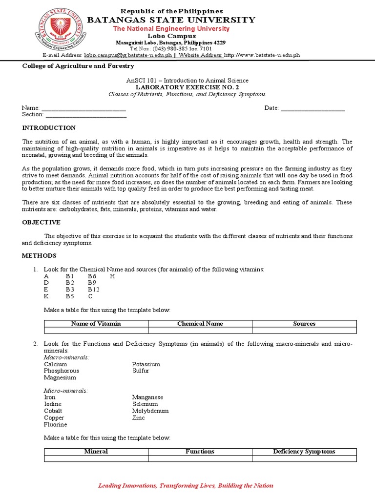 AnSCI LAB 2 | PDF | Nutrients | Nutrition