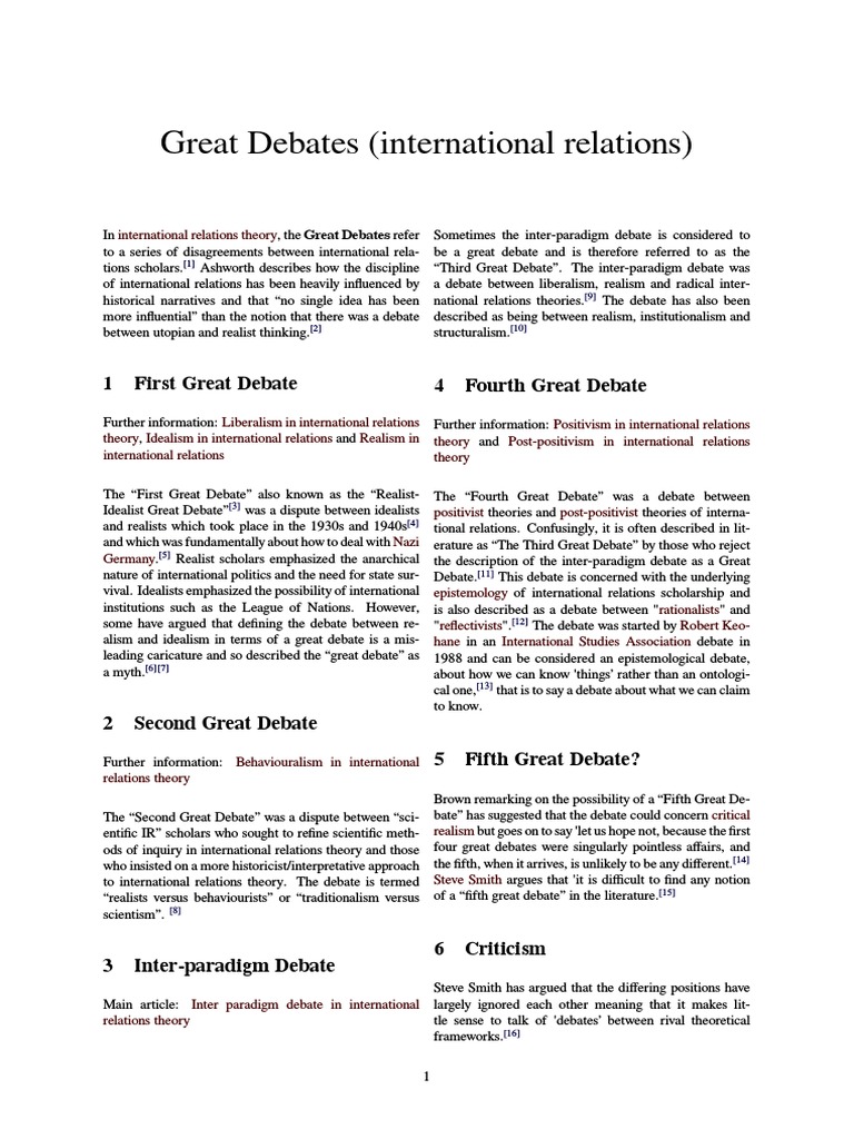 Great Debates in International Relations | PDF | Philosophical Theories ...