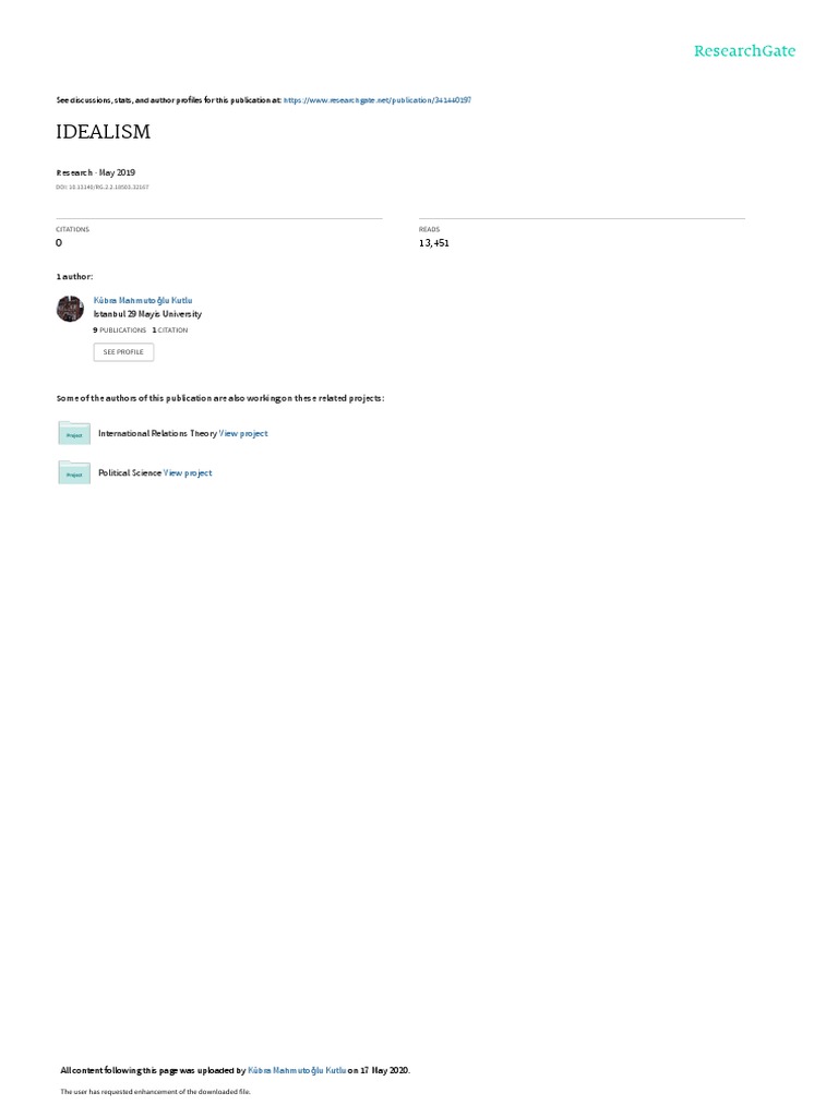 IDEALISM | PDF | Idealism | League Of Nations