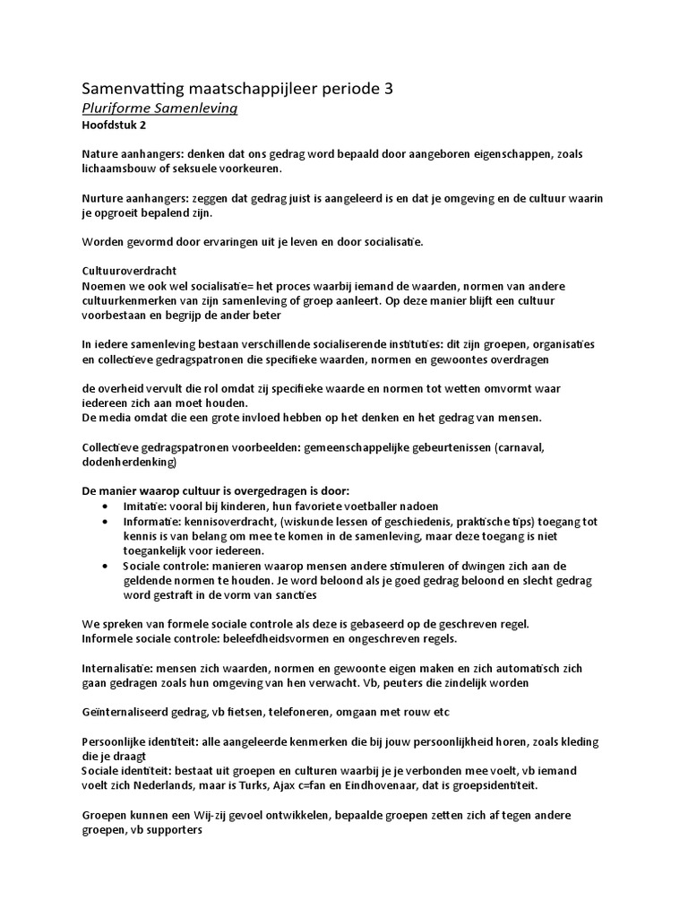 Samenvatting Maatschappijleer Periode 3! | PDF