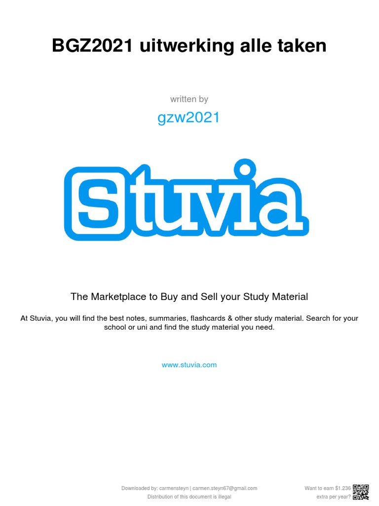 Stuvia 592375 Bgz2021 Uitwerking Alle Taken | PDF