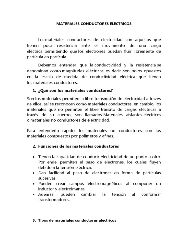 Conductores de Electricidad | Descargar gratis PDF | Conductor ...