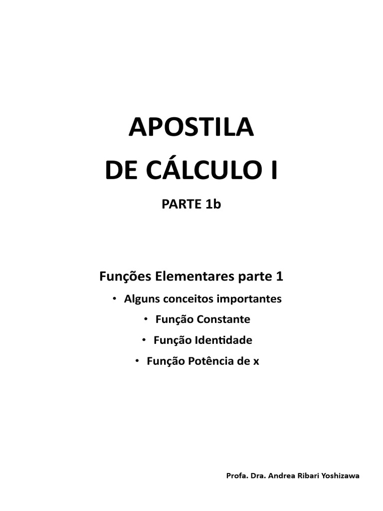Apostila de Cálculo I Parte 1b | PDF | Função (Matemática) | Matemática ...